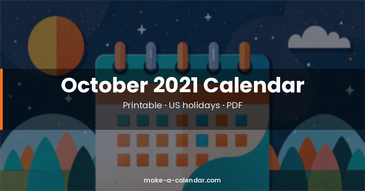 October 2021 Calendar — Printable PDF with Holidays
